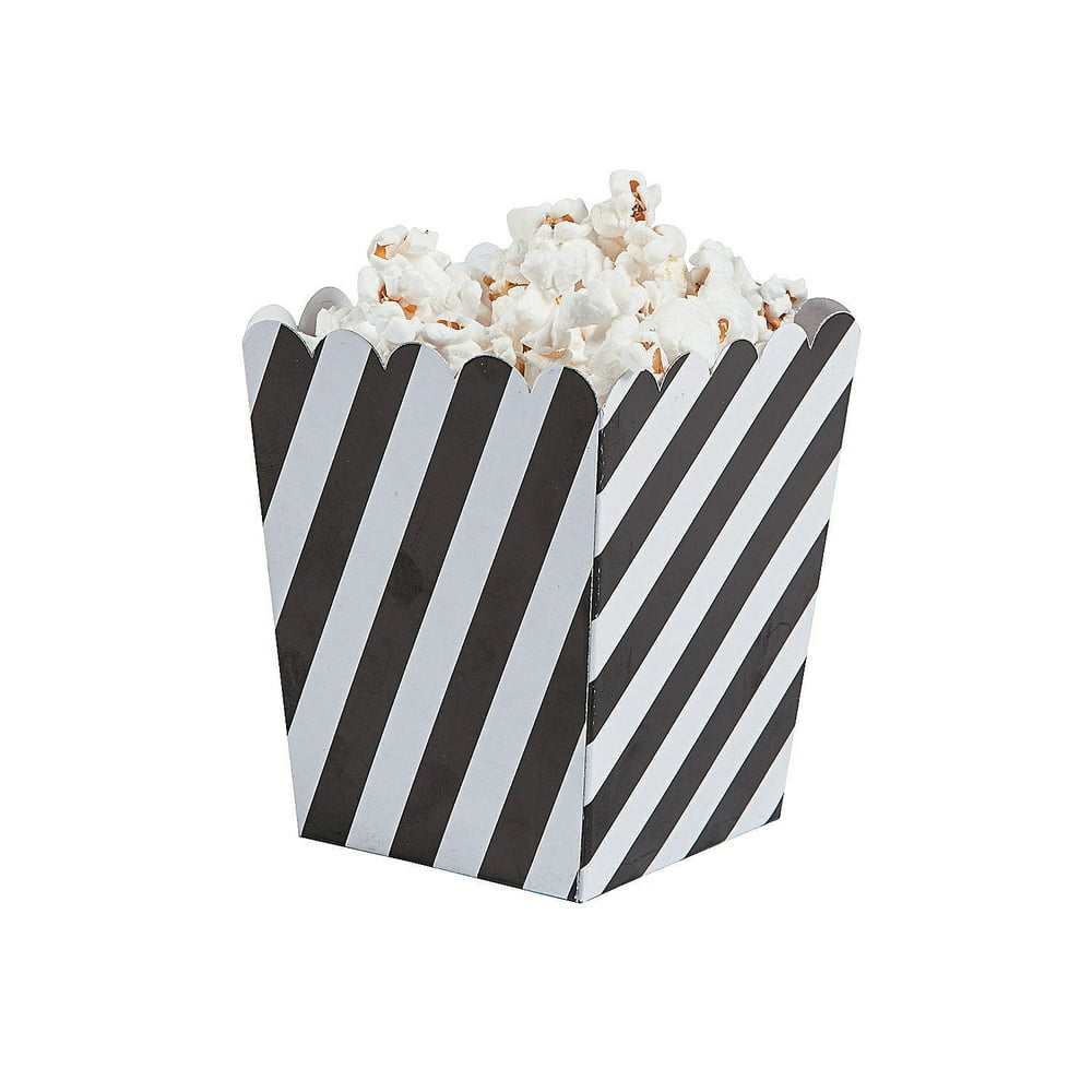 Mini Striped Black/White Popcorn Box - Party Supplies - 24 Pieces ...