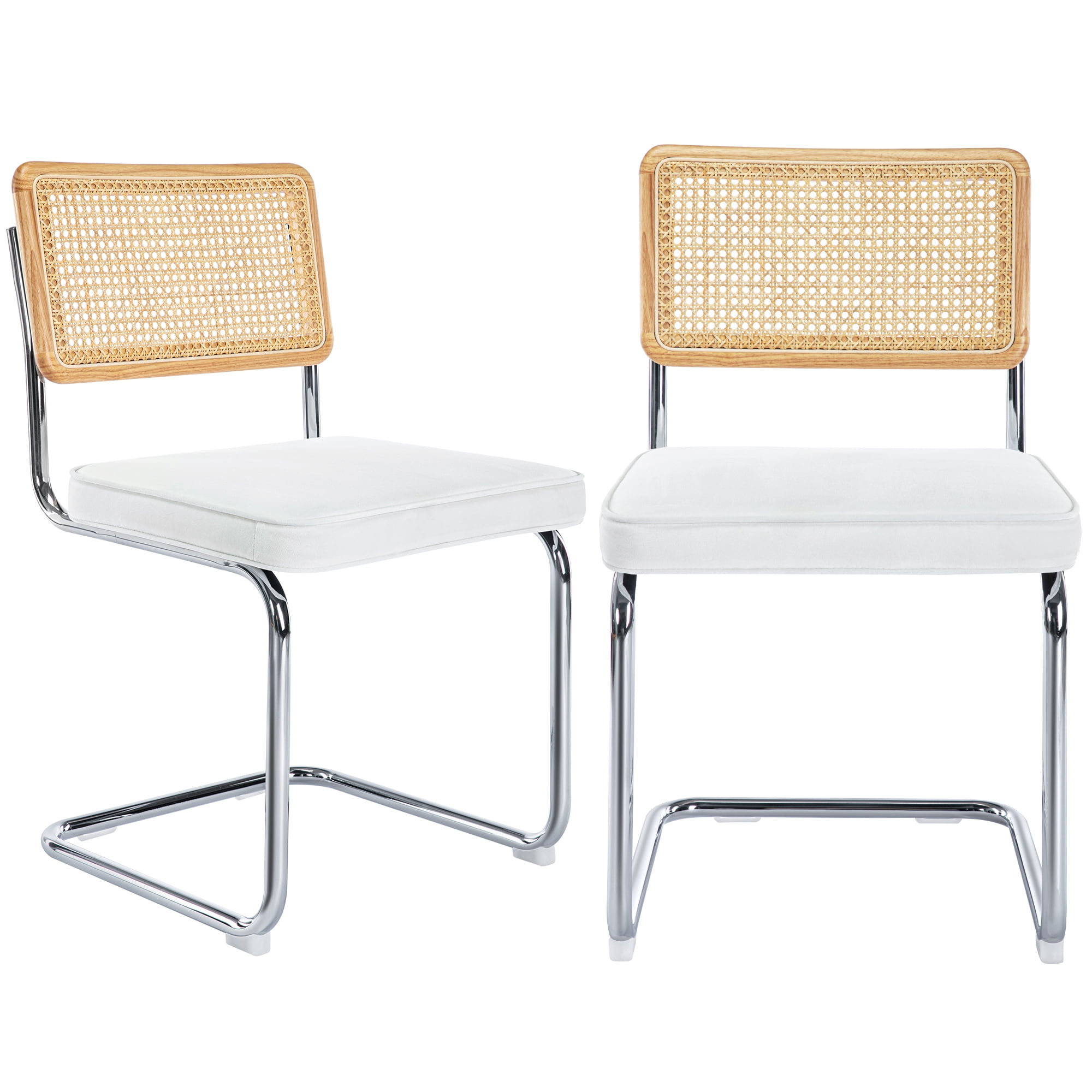 Zesthouse Mid Century Modern Rattan Dining Chairs Velvet Upholstered