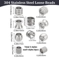 40Pcs 5 Styles 201 304 Stainless Steel European Beads Large Hole Beads ...