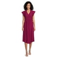 Time and Tru Women's Plisse Midi Dress with Flutter Sleeves, Sizes XS ...