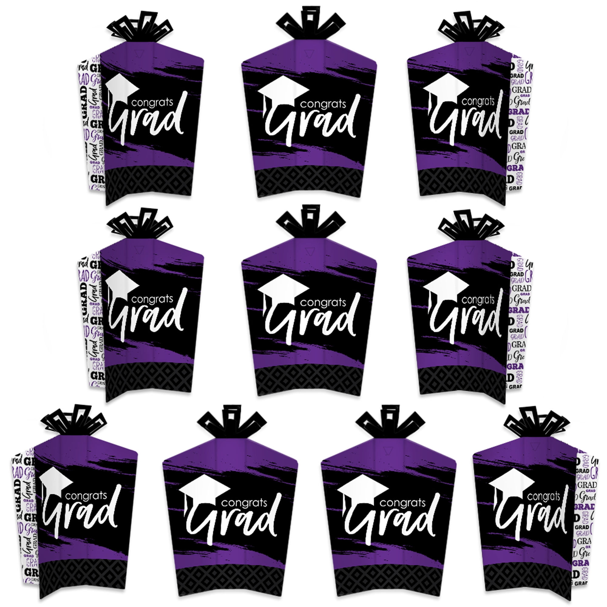 Big Dot of Happiness Purple Graduation Table Decorations - Party Fold ...