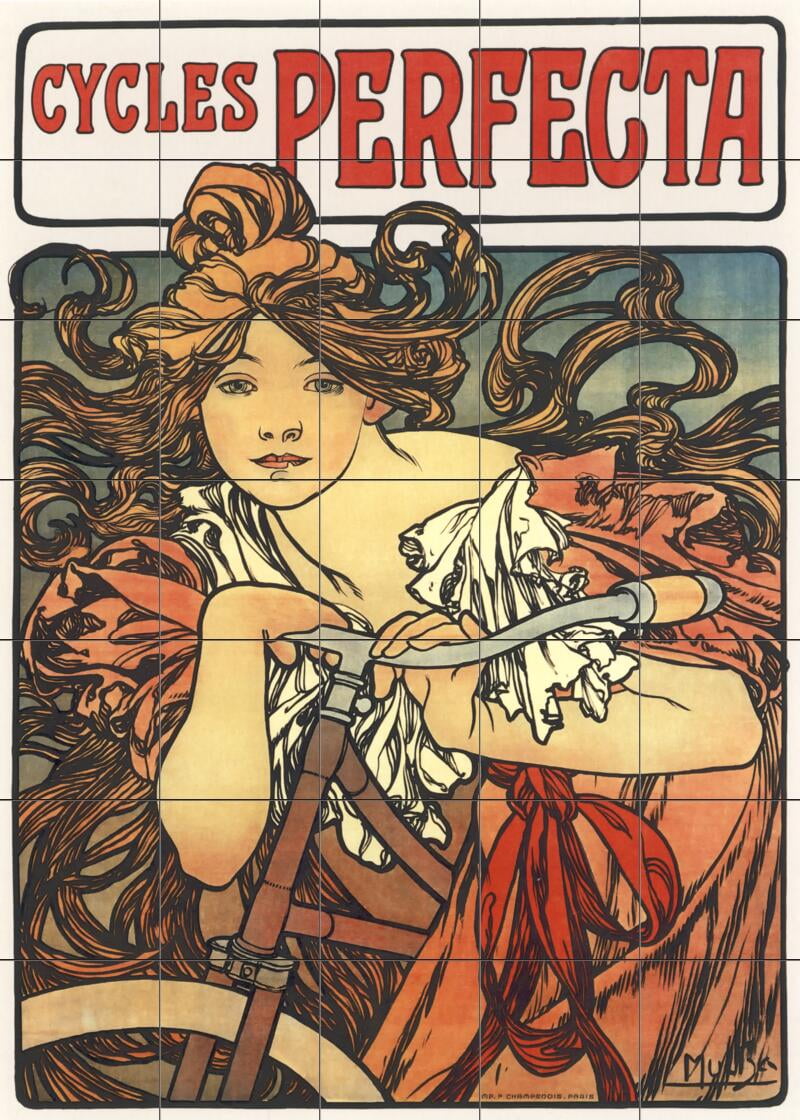 Tile Mural Kitchen Backsplash - Cycles Perfecta - by Alphonse Mucha ...