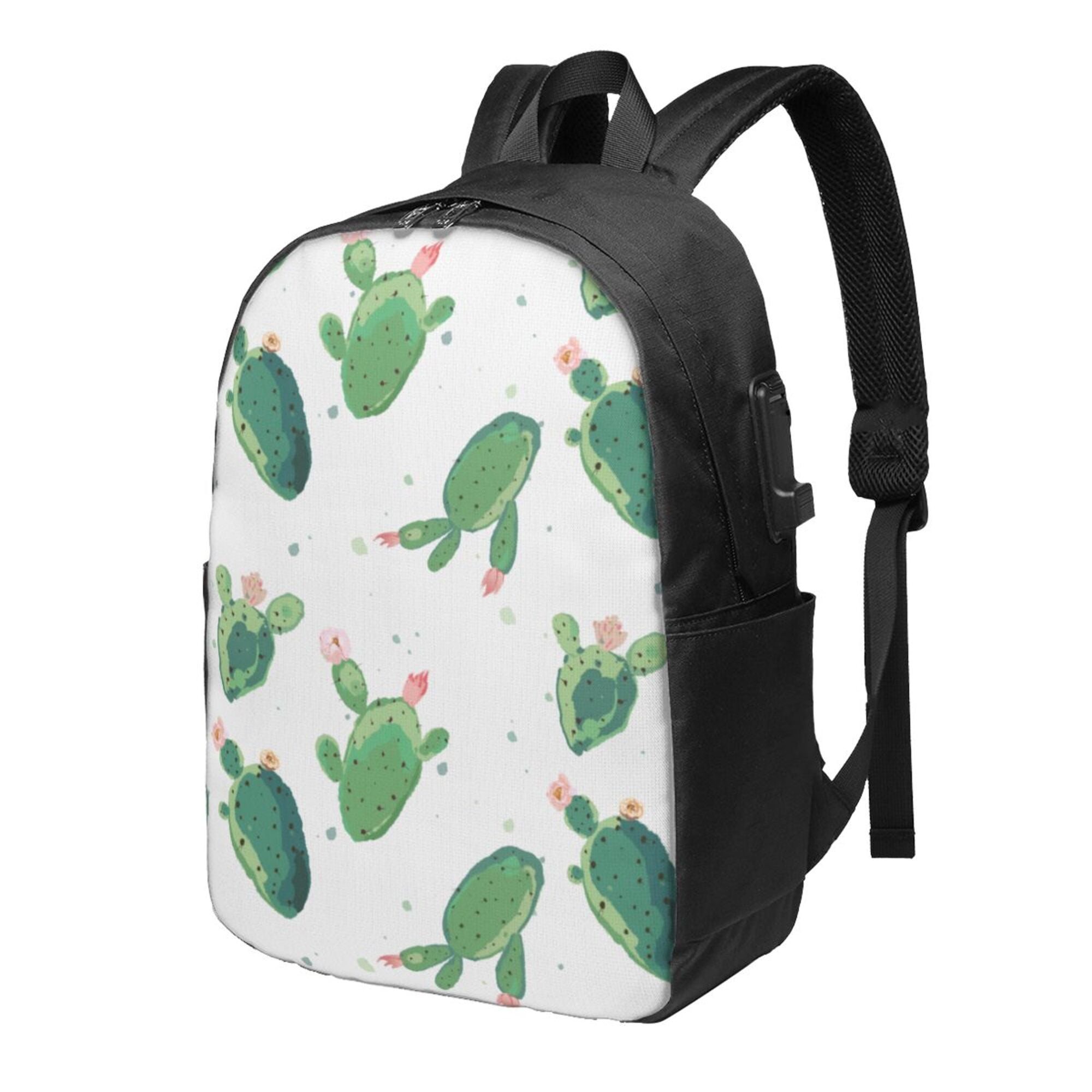 YFYANG 17" Laptop Backpack, Green Cactus Pattern Fashion Travel Work ...