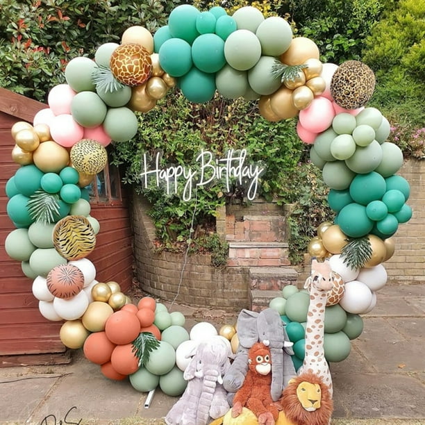 YANSION Wild Jungle Birthday Balloon Garland Kit, 102Pcs Wild Theme ...