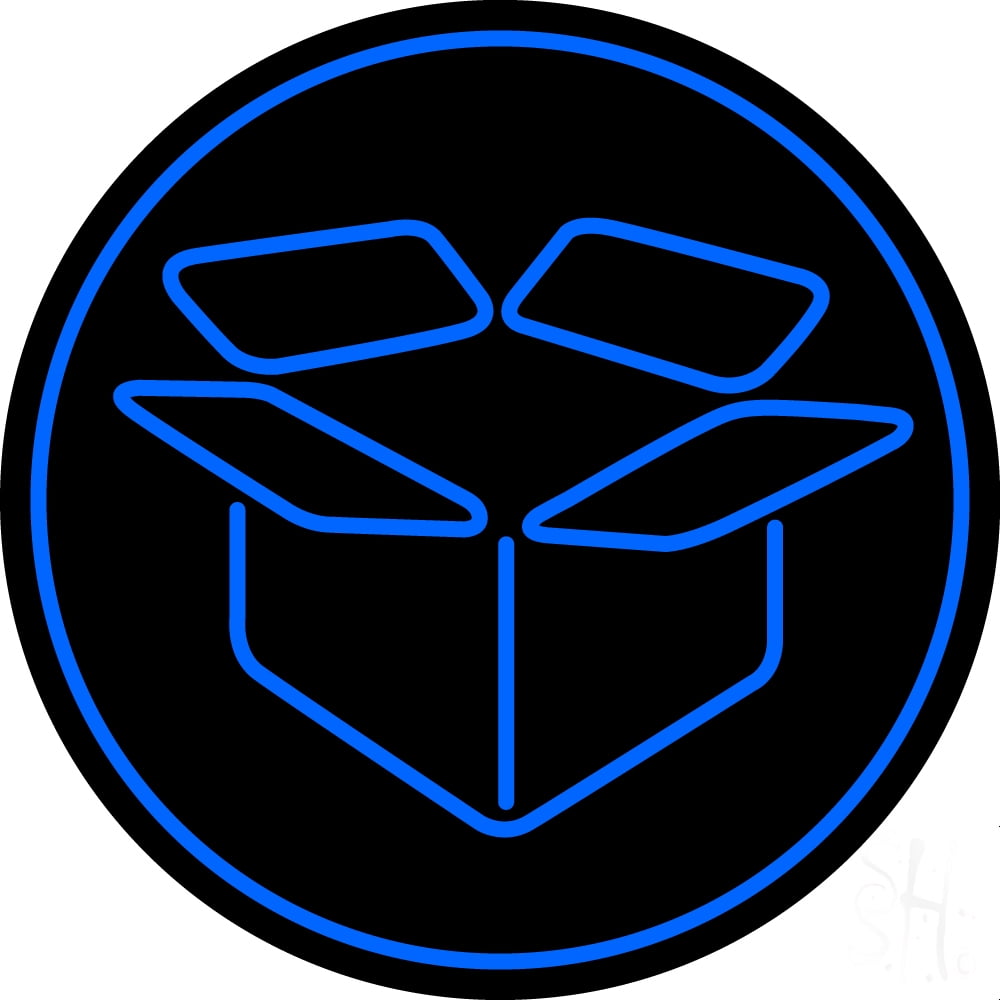 Blue Box With Circle Border LED Neon Sign 18 x 18 - inches, Black ...