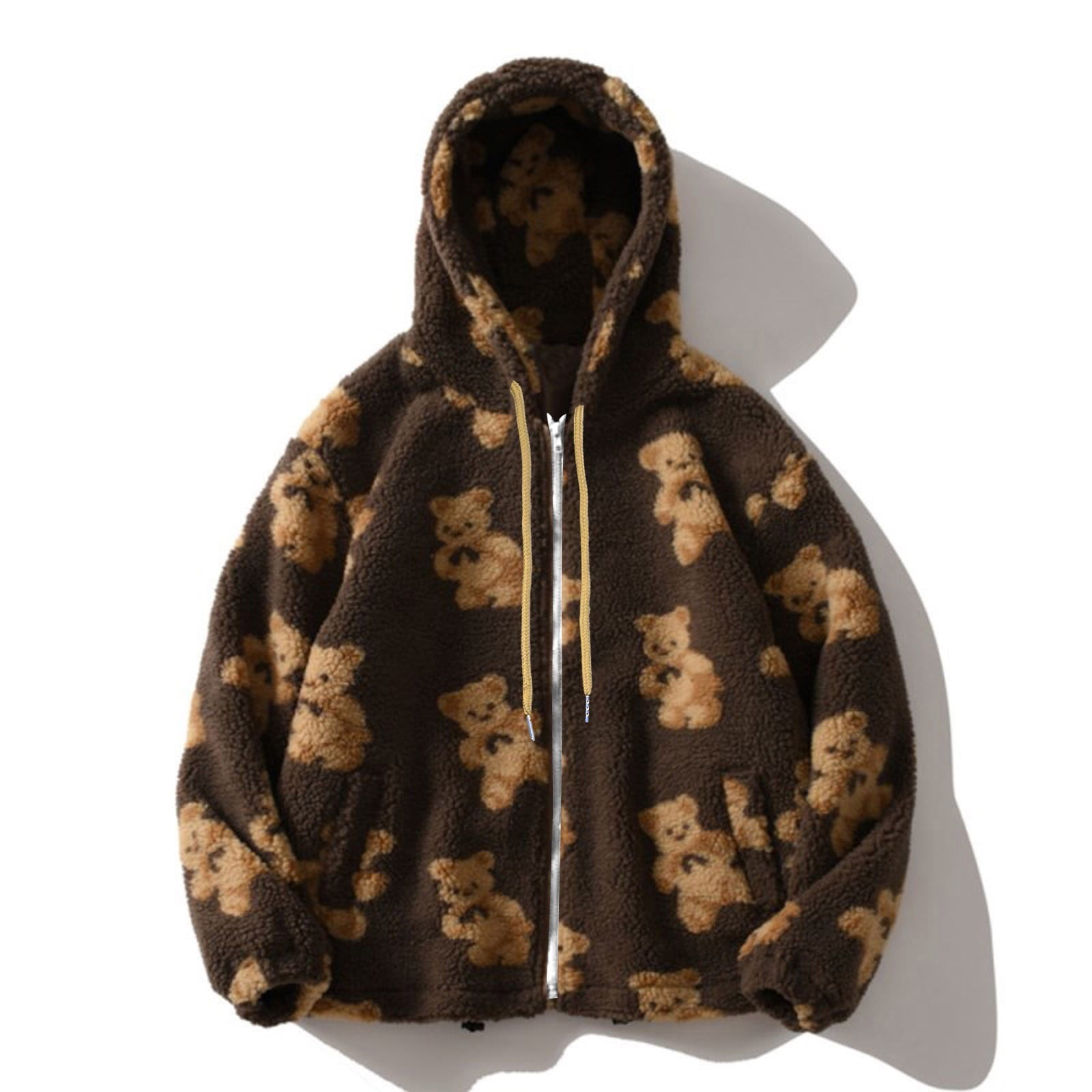 Click here for Cllios Fleece Jacket Women Zip Up Bear Graphic Hoo... prices