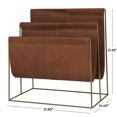 DecMode 22" Brown Leather 3 Slot Magazine Holder with Metal Stand ...