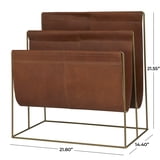 DecMode 22" Brown Leather 3 Slot Magazine Holder with Metal Stand ...