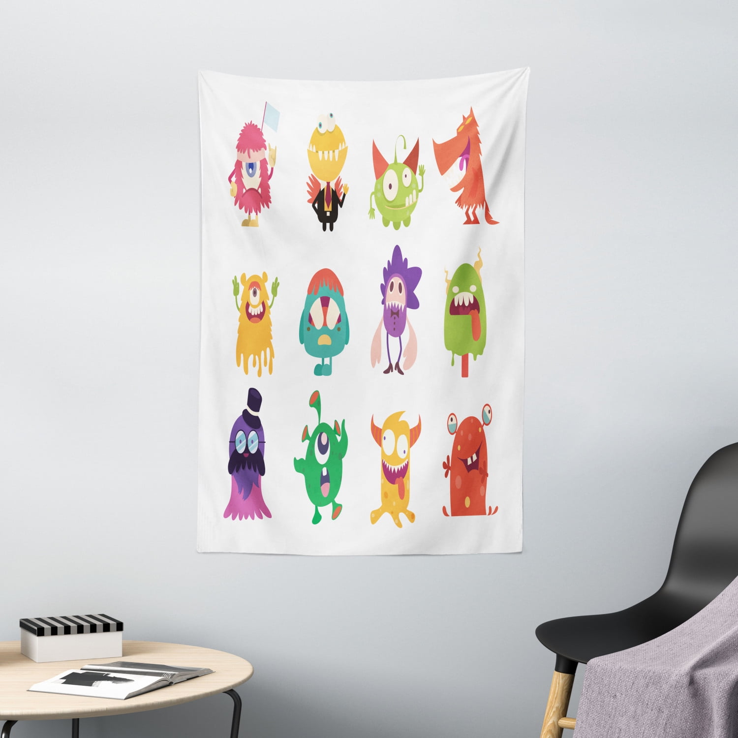 Alien Tapestry, Monsters Doing Whimsical Faces Having Fun Childish ...