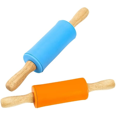 Mini Rolling Pin, 2 Pack 9 Inch Kids Rolling Pins Wooden Handle Non ...