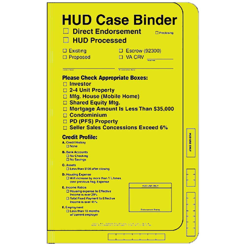 HUD Case Binder (Yellow Color) Pack of 25 - Walmart.com