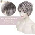 Creamily Grey Pixie Wigs For Women Short Hair Wig With Bangs Layered