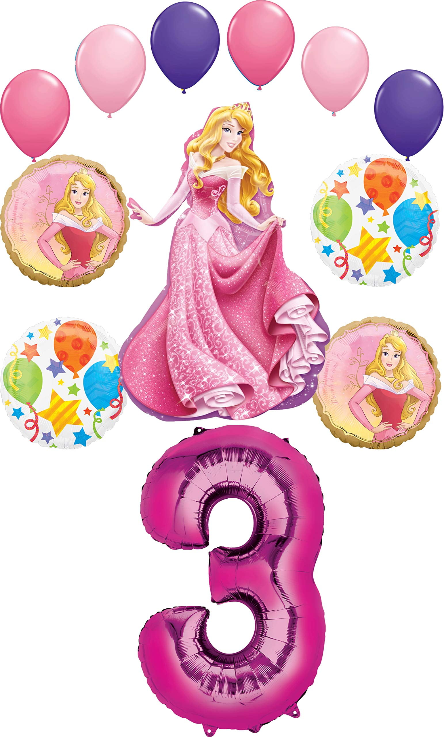Sleeping Beauty Party Supplies Princess 3rd Birthday Balloon Bouquet ...