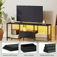 55" TV Stand with LED Lights, Media Console with Open Shelves and ...