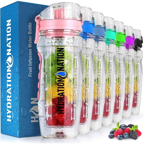 Hydration Nation Portable Water Bottle with Fruit Infuser for Healthy ...