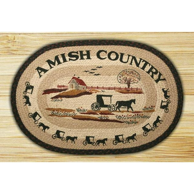 AMISH COUNTRY 100% Natural Braided Jute Rug 20" x 30", Capitol Earth ...