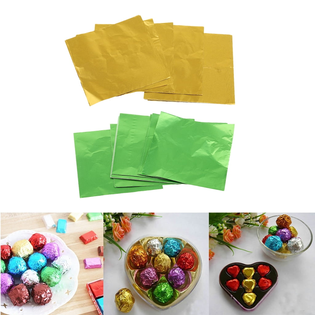 200 Pieces Chocolate Sweet Wrapper DIY Package Candy Paper Aluminum Tin ...