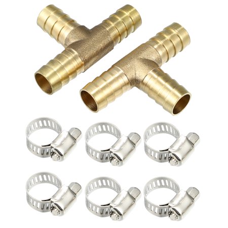 12mm Hose Barb Copper T Shape 3 Way Tee Connector Adapter for Fuel Air ...
