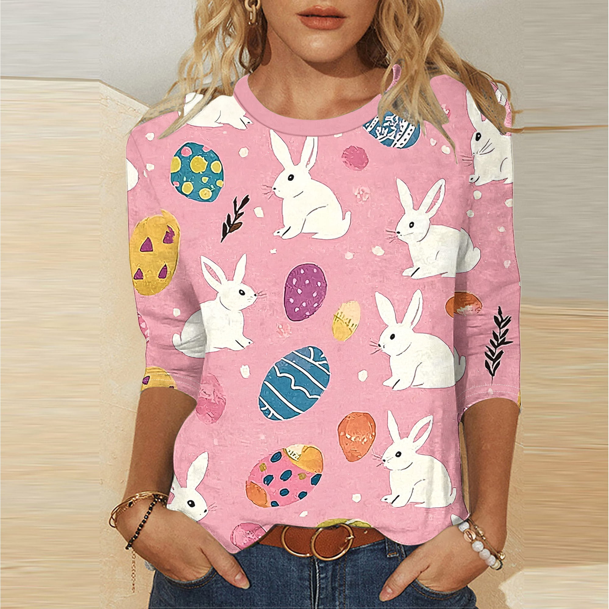 Click here for Nuoqisi Happy Easter Sweatshirt For Women Long Sle... prices