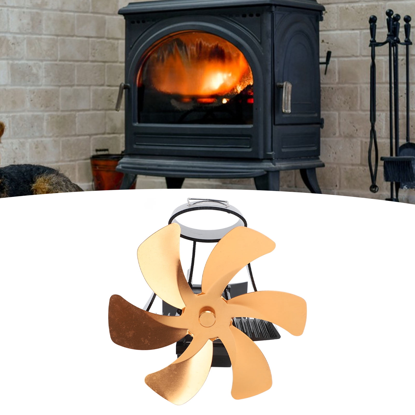 Self Generating Thermal Fan, 6 Blade Magnet Wall Mount Stove Fan ...