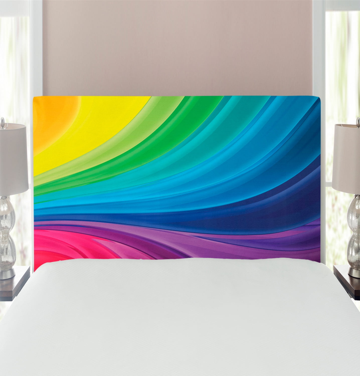 Abstract Headboard, Abstract Smooth Rainbow Inspired Curvy Lines ...
