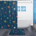 Bath Curtain & 66x72in Non-Slip Bath Mat Set 12-Grommet Shower Curtain ...