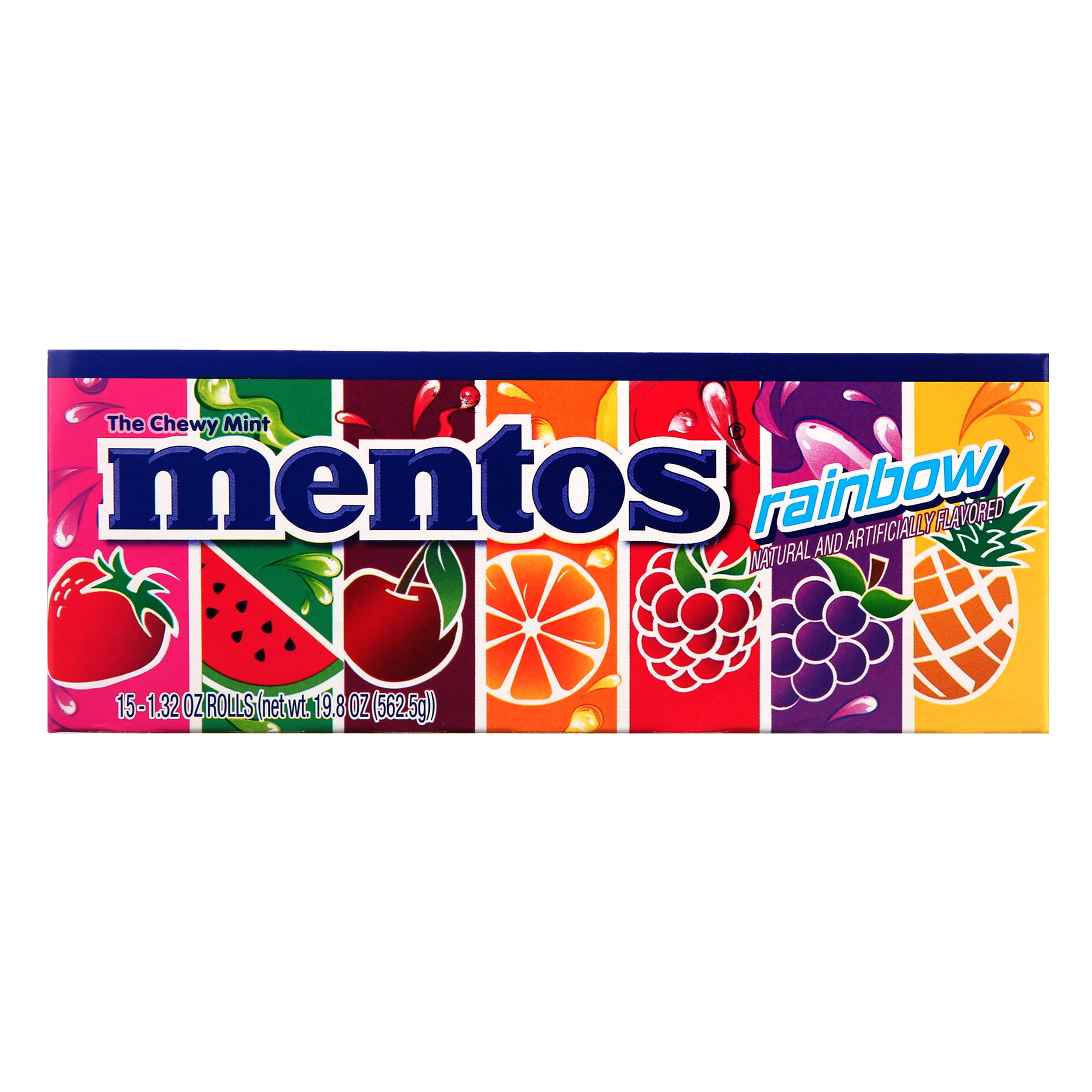 Mentos Mint Candy, Rainbow, 1.32 oz Rolls (Pack of 15)