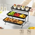 3 Tier Serving Trays 14 Inch Black Porcelain Party Food Display Stand ...