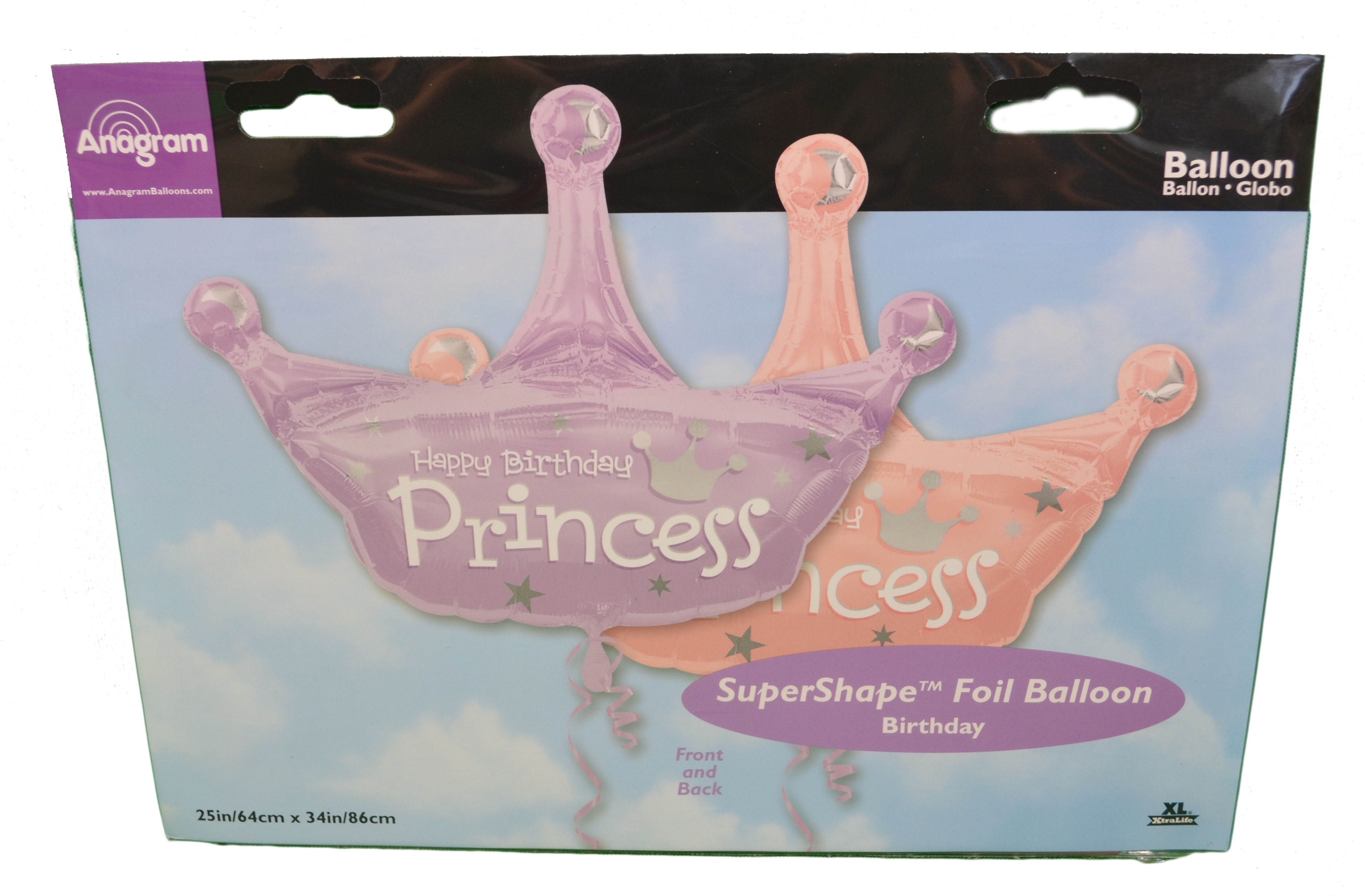 XL 34" Happy Birthday Princess Crown Super Shape Mylar Foil Balloon ...