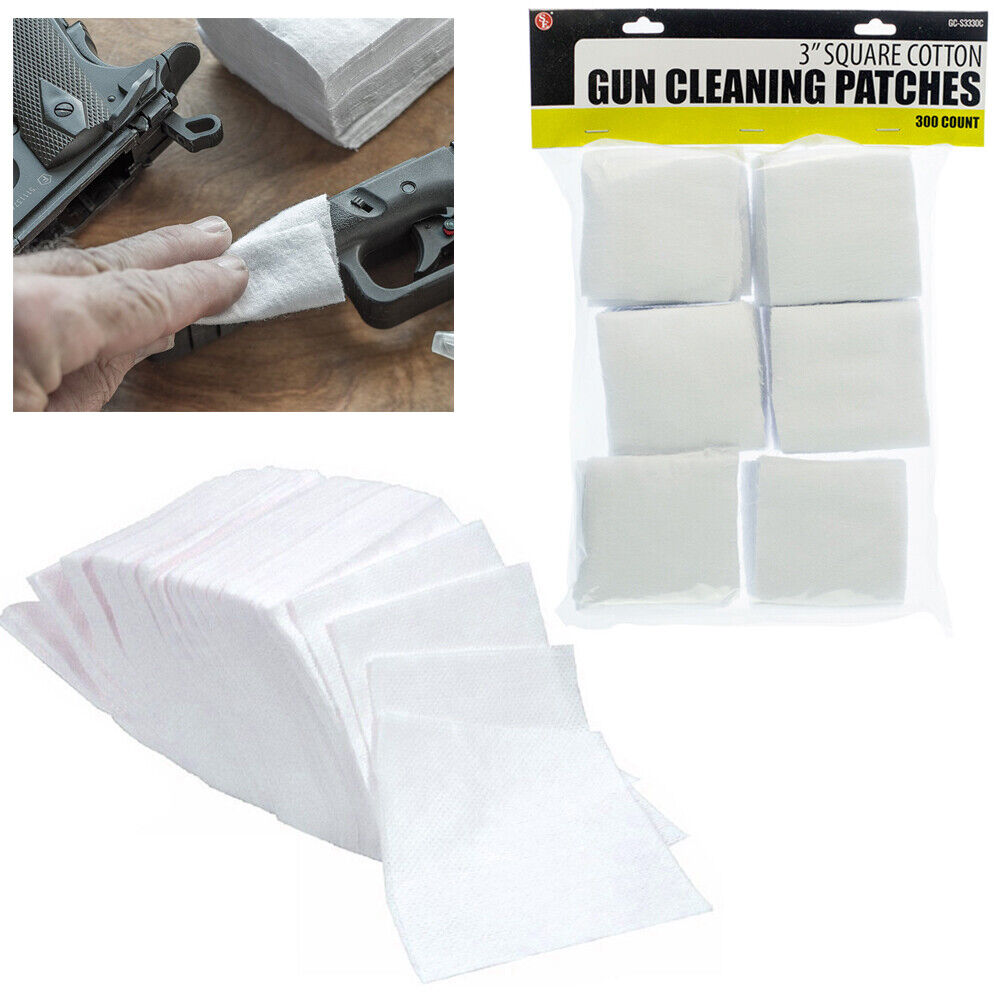 300 Cotton Gun Cleaning Patches Square Rifle Pistol Firearm Maintenance ...