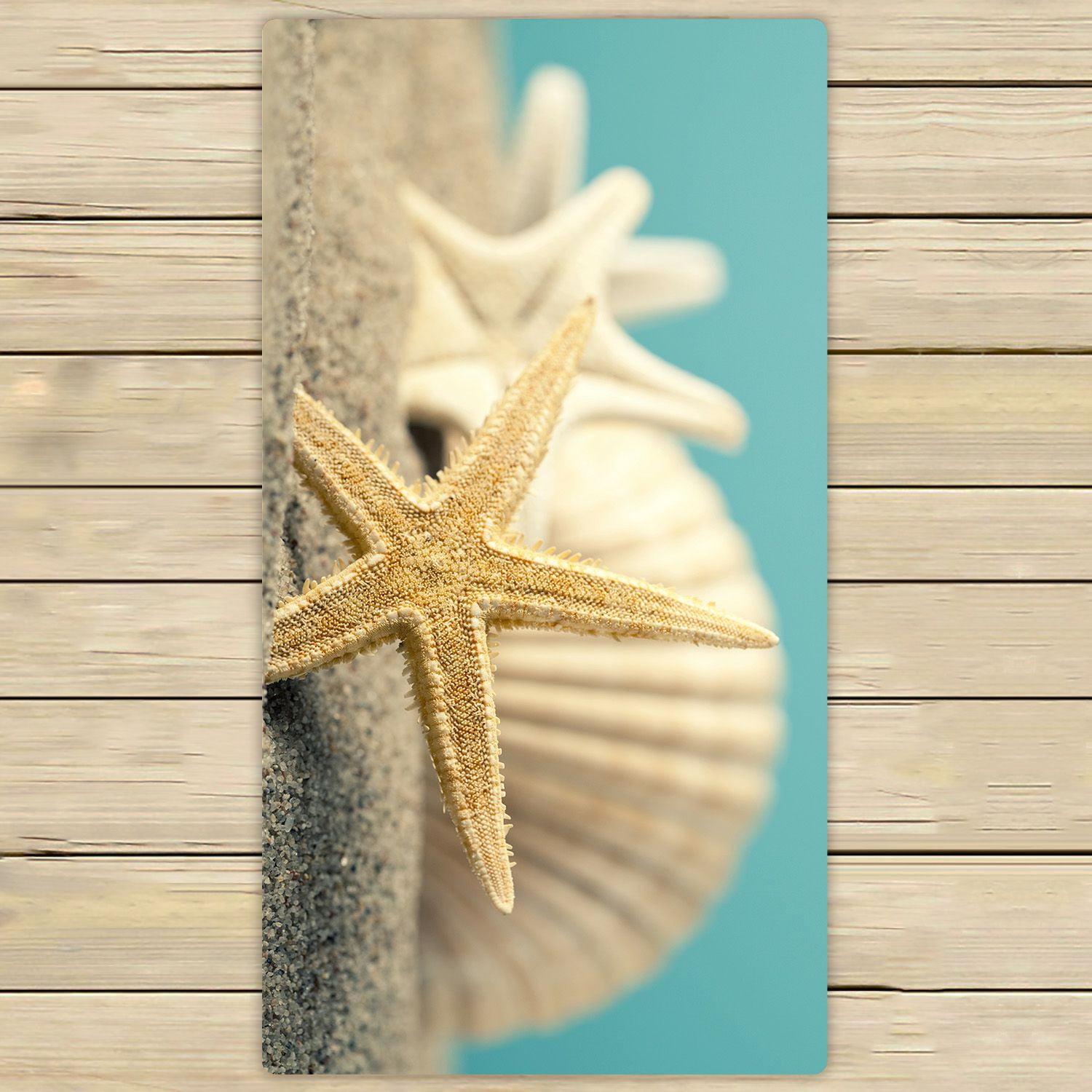 PHFZK Summer Seascape Towel, Starfish and Seashell on the Sandy Beach ...