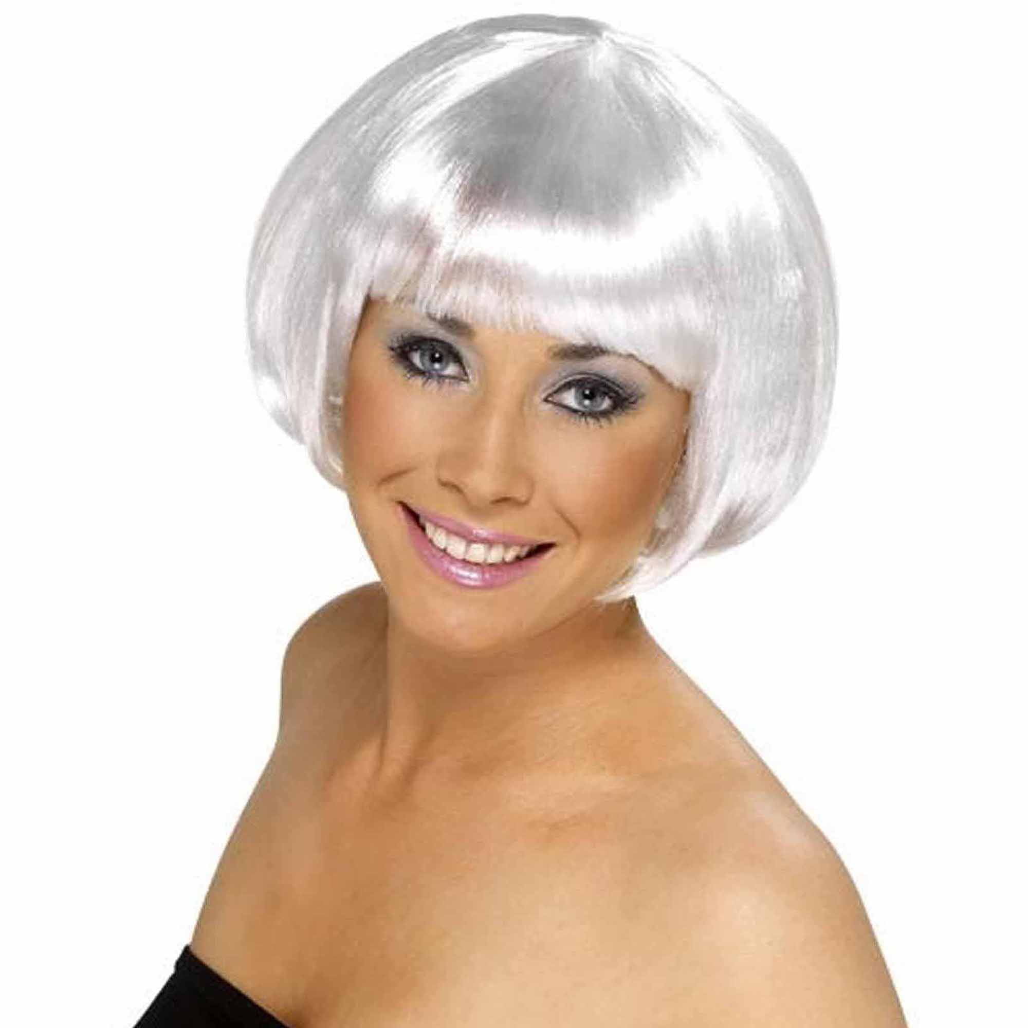 White Short Bob Wig Adult Halloween Costume Accessory