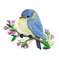 Bluebird on Branch - Facing Left - Pink Flowers/Natural Bird - Iron on ...