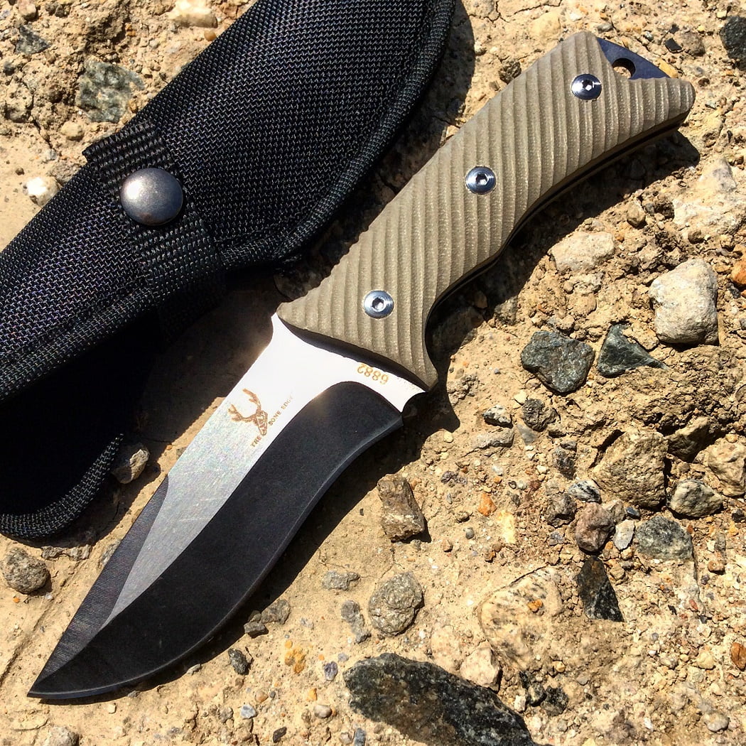 9' Full Tang Two Tone Blade Hunting Knife G10 Handle with Sheath ...