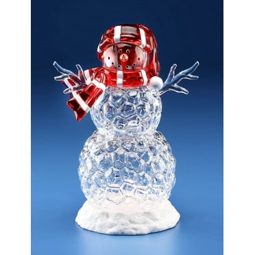 Set of 2 Clear and Silver Contemporary Small Silver Glitter Snowman LED ...