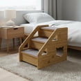 Lazsy Wooden Pet Stairs Easy Assembly Dog Steps for Bed Sturdy Wood ...