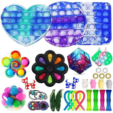 ICHUDAN Cheap Sensory Fidget Toys Set, 32Pcs Novelty Stress Relief Anti-Anxiety Toys Kit School ...