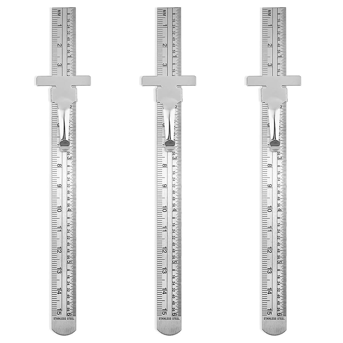 Juego de 3 reglas de acero inoxidable de 15 cm, regla métrica de metal ...