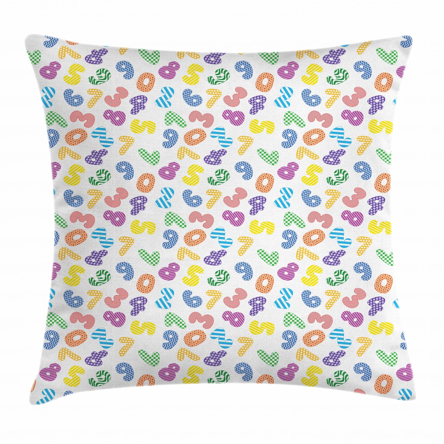 Numbers Throw Pillow Cushion Cover, Dots and Lines with Numbers ...