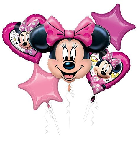 Floral Arranging Girl Mouse Pink Minnie Mouse Number 5 Balloon Mid-size ...