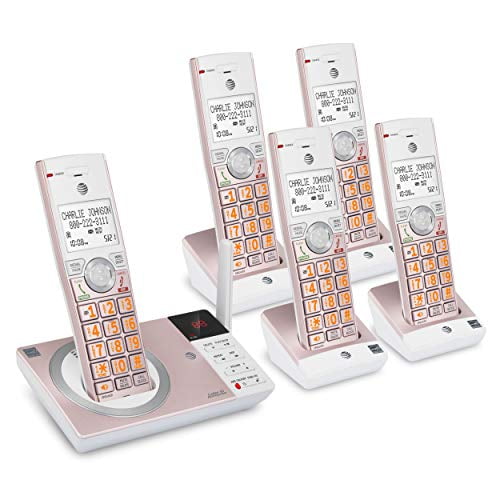 AT&T CL82557 5 Handset Answering System with Caller ID Announce, Rose ...
