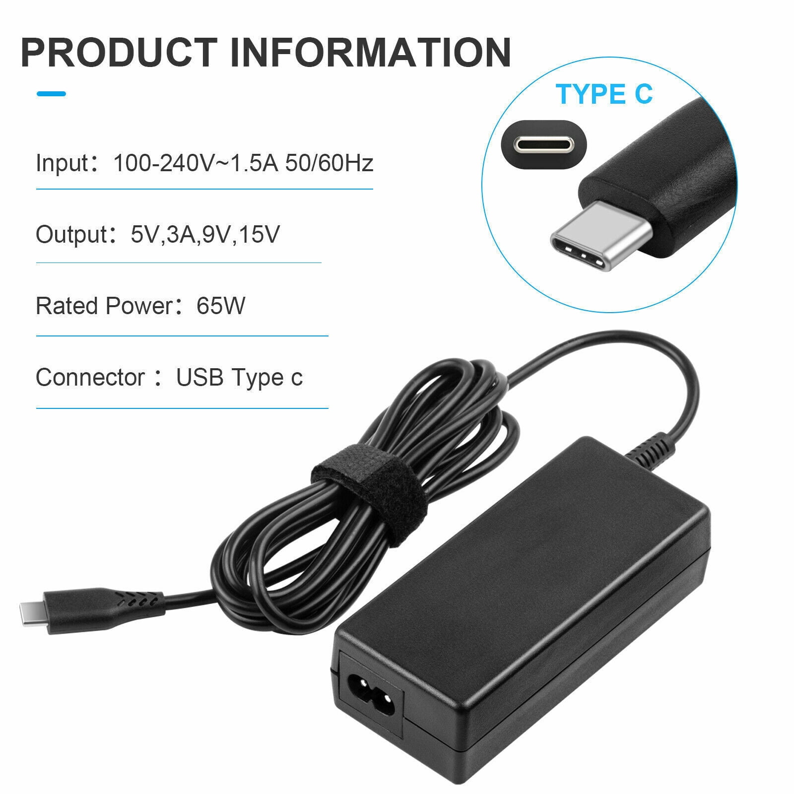 65W USB-C Type-C AC Adapter Power Supply Laptop PD Fast Wall Charger ...