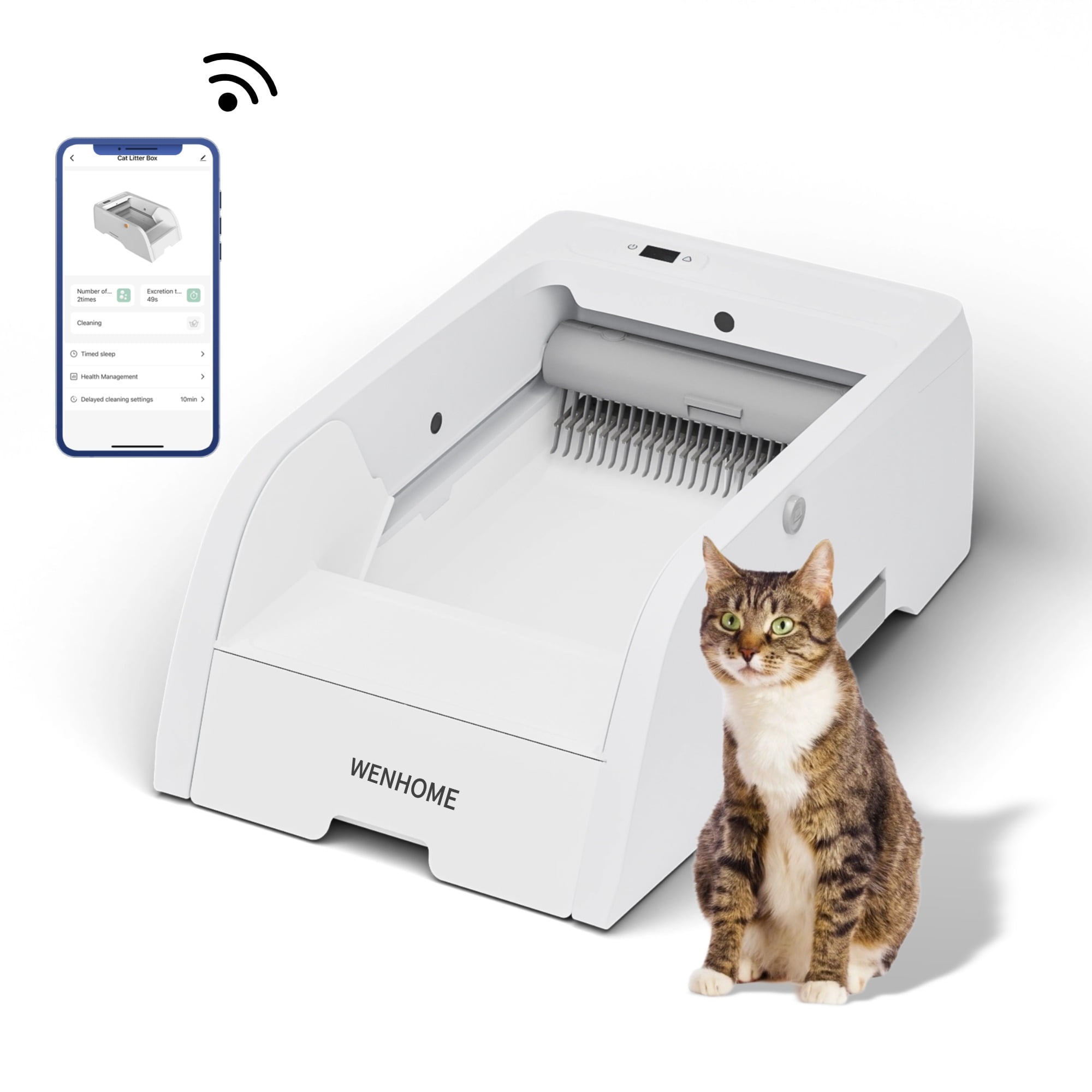 WENHOME Scoop Free Automatic Self-Cleaning Litter Box: Superior Odor ...