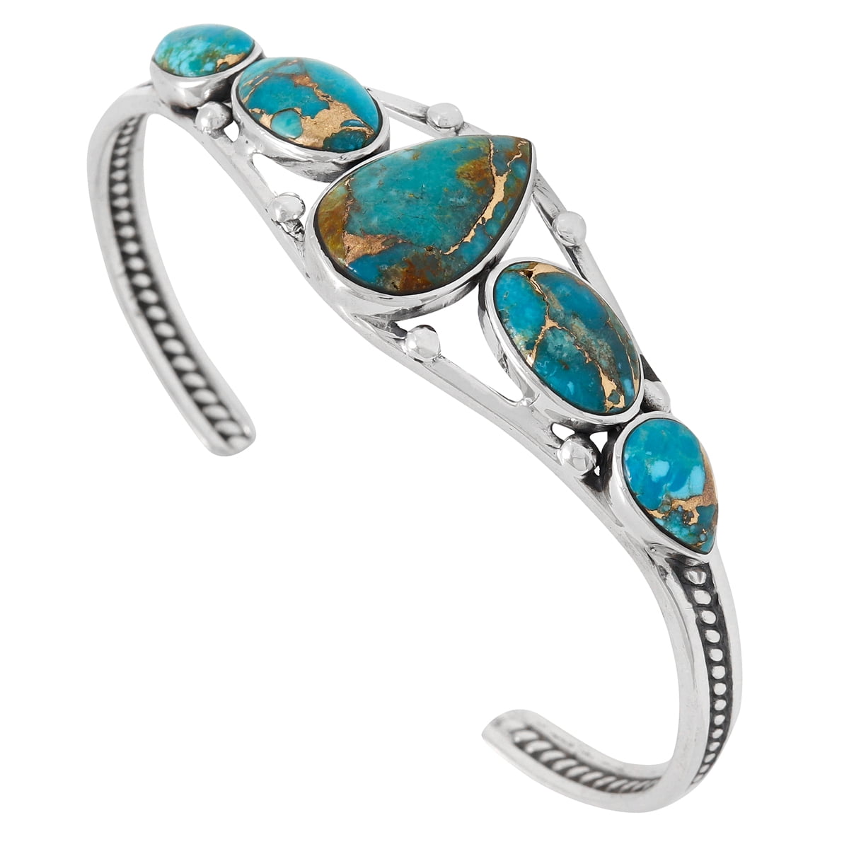Matrix Turquoise Jewelry Bracelet for Women Sterling Silver 925 Genuine ...