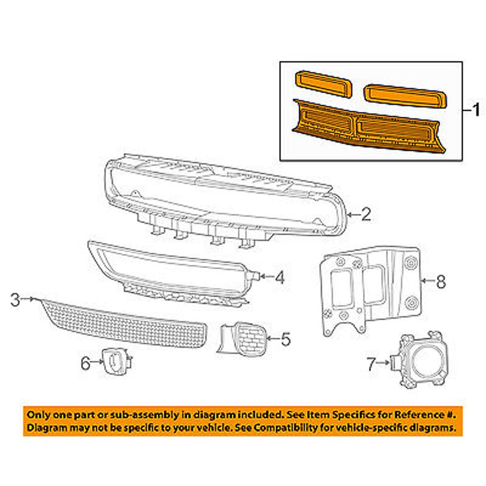 Dodge CHRYSLER OEM 15-16 Challenger-Grille Grill-Upper 68262955AD ...