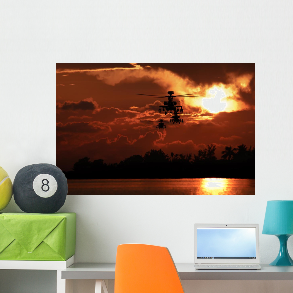 Apache Helicopter Formation Wall Mural by Wallmonkeys Peel and Stick ...