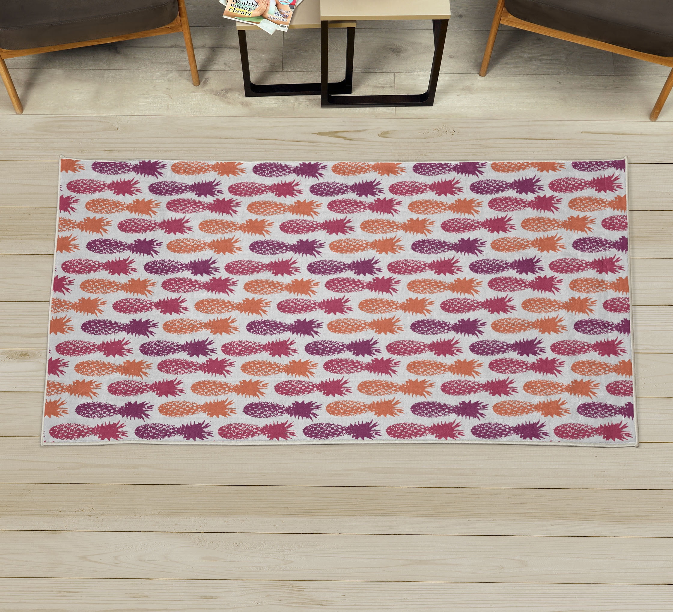 Pineapple Decorative Rug, Summer Island Tropic Fruit Pattern Stamped ...