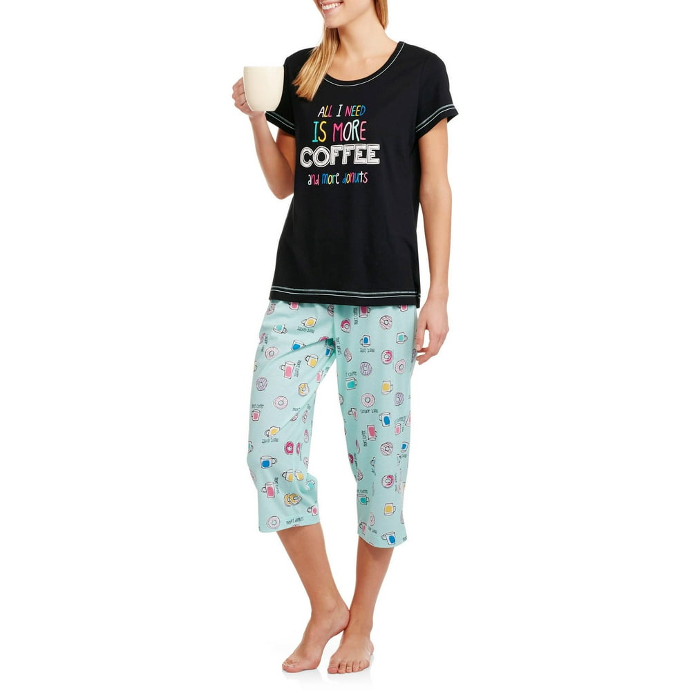 Secret Treasures Womens Pajama Tee And Capri Sleep Pants 2 Piece