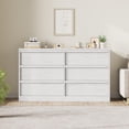54" Wide White 8-Drawer Modern Dresser, Wooden Chest with Recessed ...