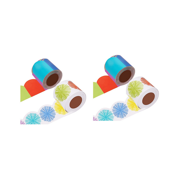 Qtmnekly 4 Rolls Bulletin Board Borders,99 Ft Colorful Scalloped ...